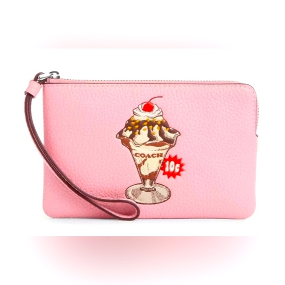 Coach | Bags | Coach Pink Leather Wristlet Boardwalk Ice Cream Sundae ...